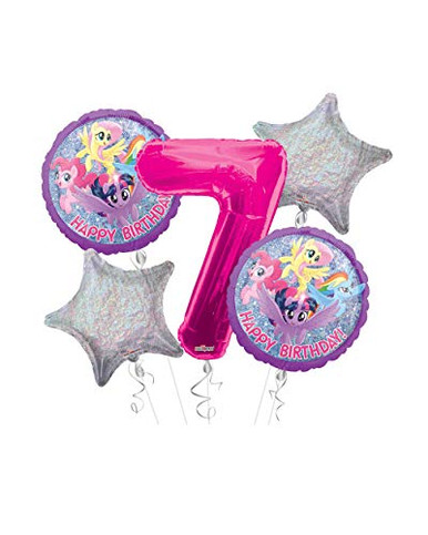 MLP Friendship Adventure HBD Round Balloon Bouquet 5 pc- 7th Birthday ...