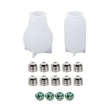 Light Bulb Resin Mold Epoxy Light Bulb Silicone Mold Set with LED Chips ...