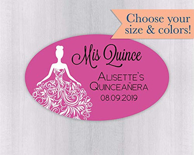 Mis Quince Quinceanera Oval Birthday Celebration Favor Stickers ...