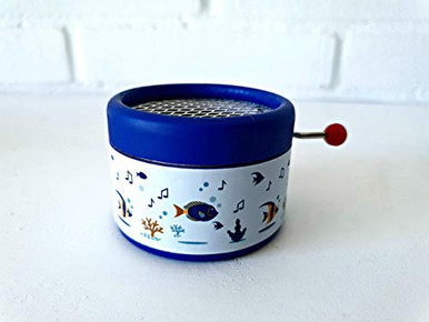 Blue music box decorated with sea patterns and the Beatles' song Hey ...