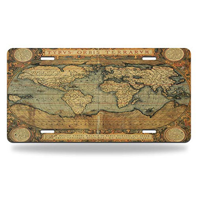 Beabes Map of The World License Plate Ancient Old Chart Vintage ...