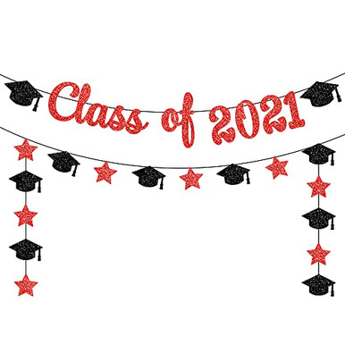Large Red Glitter Class of 2021 Banner - No DIY- 10 Feet | Graduation ...