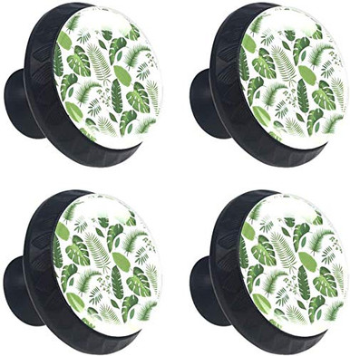4 Pack Round Kitchen Cabinet Knobs Pulls Tropical Leaves -1-37/100inch ...
