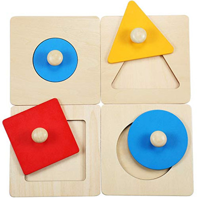 Montessori Multiple Single Shape Puzzle First Shape Jumbo Knob Wooden ...