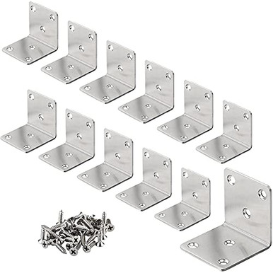12 Pcs Heavy Duty Stainless Steel L Brackets Corner Braces 40 x 40 x ...