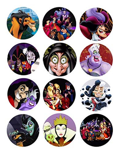 Cartoon Villains Stickers- Large 2.5 Round Circle DIY Stickers to Place ...