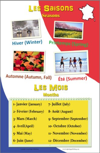 French Language School Poster - Seasons and Months Chart -Bilingual ...