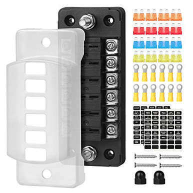 6 Way Marine Blade Fuse Block- Negative Bus ATC/ATO Dustproof ...