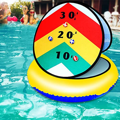 LONYKIBEE Pool Game Inflatable Pool Ring Toss Games 24'' Pool Toys with ...