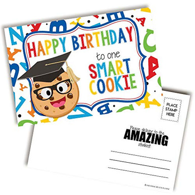 Cute Smart Cookie Themed Happy Birthday From Teacher To Student Blank ...