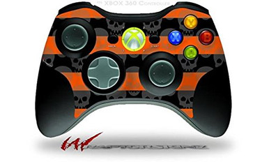 XBOX 360 Wireless Controller Decal Style Skin - Skull Stripes Orange ...
