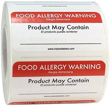 Writable Generic Food Allergy Warning Labels 1 x 2 Inch 500 Total ...