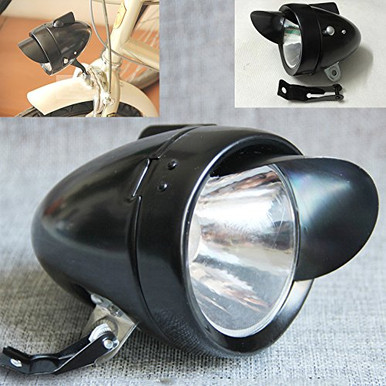 Motor-acc Classical Bright Metal Black Vintage Bicycle Bike Headlight ...