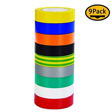 9 Roll Multicolor Electrical Tape, Maveek 0.67 Inch 65.62 Feet Utility ...