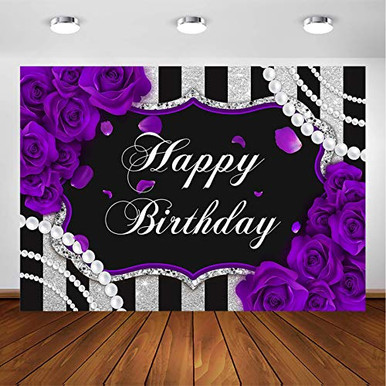 Avezano Purple Rose Birthday Backdrop for Girls Woman Party Decorations ...