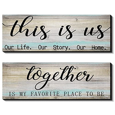 2 Pieces This is Us Our Life Our Story Rustic Print Wood Signs Together ...