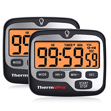 ThermoPro TM01 -2 pack- Digital Kitchen Timer with Touchable Backlit ...