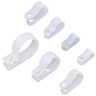 Rustark 250Pcs 7 Sizes White Nylon R-type Cable Clamp Cable Organizer ...