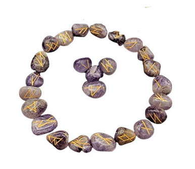 India G Natural Rune Stones Set- Polished Engraved Elder Futhark ...