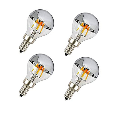 G45 G14 LED Edison Bulb 4W Dimmable Silver Tipped LED Filament Half ...