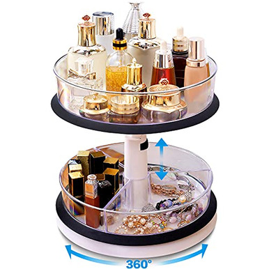 Lazy Susan-2-Tier kitchen turntable-Height Adjustable lazy susan ...