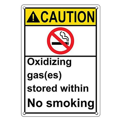 Weatherproof Plastic Vertical ANSI Caution Oxidizing Gas(ES) Stored ...