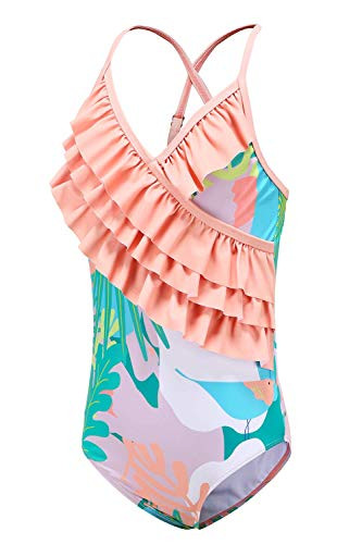Moon Tree Girls One Piece Swimsuits Hawaiian Ruffle Swimwear Beach ...