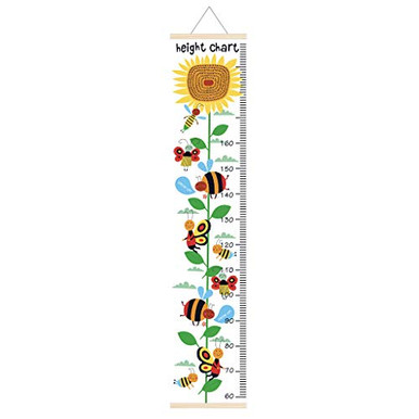 Xdodnev Cartoon Wood Canvas Baby Kids Measure Height Ruler Children ...