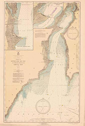 Vintography Reprinted 8 x 12 Nautical Map of Chart of Little Bay DE NOC ...