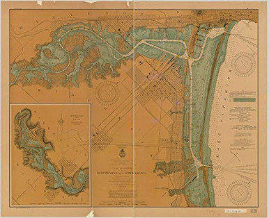 Vintography Reprinted 8 x 12 Nautical Map of Chart of Harbor at Duluth ...
