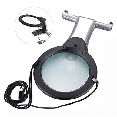 2 in 1 Hands Free 2.5X 5X Big Magnifier with Neck Light and LED Lamp ...