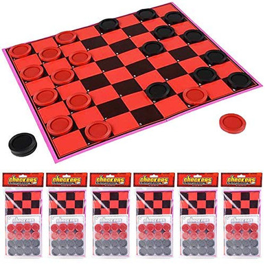 Gamie Checkers Board Game for Kids- Set of 6- Classic Checkers with Red ...