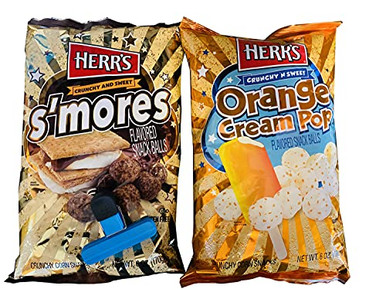 Herr's Puffcorn Snack Balls 6 Oz Pack Of 2 Orange Cream and Smores ...