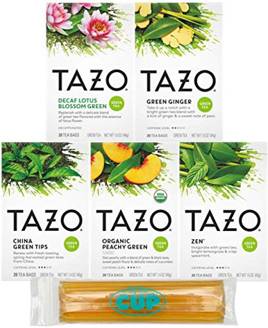 Tazo Green Tea 100 Count Sampler Pack- 5 Flavors- 20 Count Boxes -Pack ...