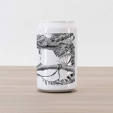 Lunarable Jungle Cola Can Shape Piggy Bank- Wild Leopards in Tropical ...