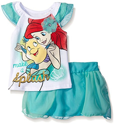Disney Little Girls 2 Piece Mermaid Scooter Set- White/Turquoise- 6 ...