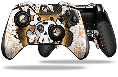 Cartoon Skull Orange - Decal Style Skin fits Microsoft XBOX One ELITE ...