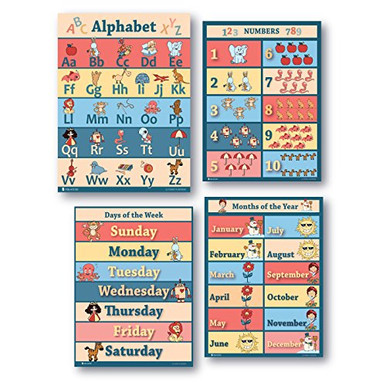 4 Educational Poster Pack Charts for classrooms Early Education for ...