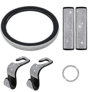 The 6-piece Bling Crystal Car Steering Wheel Set-Includes Steering ...