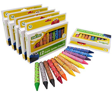 Sesame Street 12 Count Washable Jumbo Crayons | 6 Pack of 72 Crayons ...