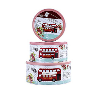 Set of 3 Bus Cookie Tins DIY Candy Containers Food Storage Tins Extra ...