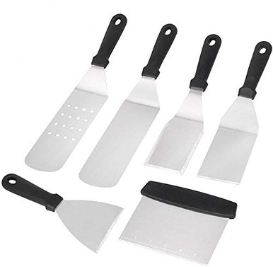 Griddle Accessories Set- 6 Pieces Griddle Tools Long/Short Spatulas Set ...