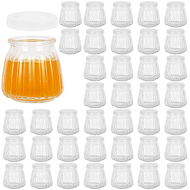4 oz Glass Yogurt Jars with Plastic PE lids- 120 ml Glass Pudding Jars ...