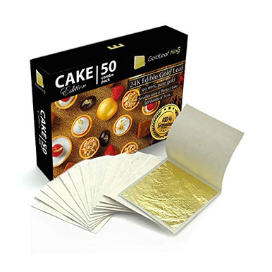 24K GoldleafKing Cake Edition 50 Combo Pack | Edible Gold Leaf Sheet ...