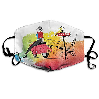 Funny Activated carbon Filters mask-Retro-Woman on a Pink Motorcycle ...