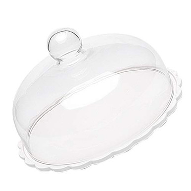 Cabilock Clear Glass Dome Cloche with Floral Ceramic Base Tay Handle ...