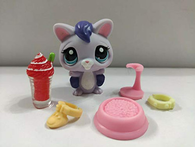Littlest Pet Shop LPS Purple Flying Rat Blue Eyes with 5pcs Accessories ...