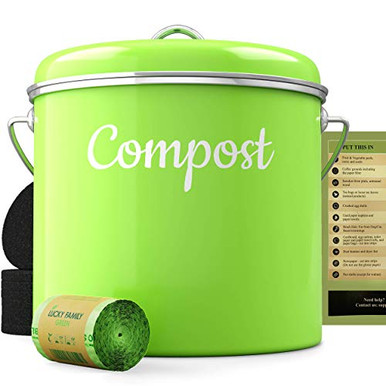 Compost Bin Kitchen Container - Indoor Countertop Composter Sealed Pail ...