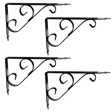 Tulead L-Shape Shelf Brackets Decorative Iron Support Brackets Black ...