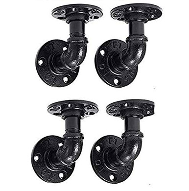 Pipe Shelf Brackets 4 Inch Set of 4-Rustic Industrial Pipe Decor Shelf ...